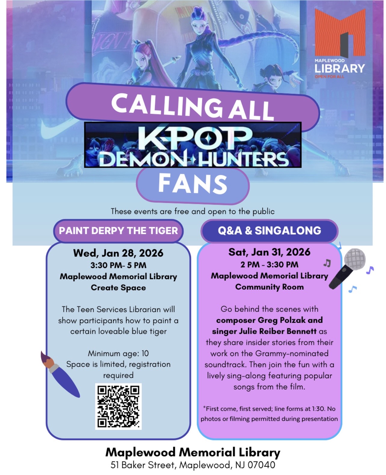 KPop Demon Hunters Q&A and Sing-Along - NJ Family